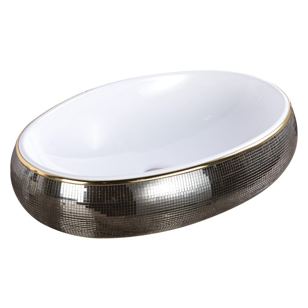 Cuba Pia Banheiro Cerâmica Lavabo Arell Apoio Oval 602 - Arell