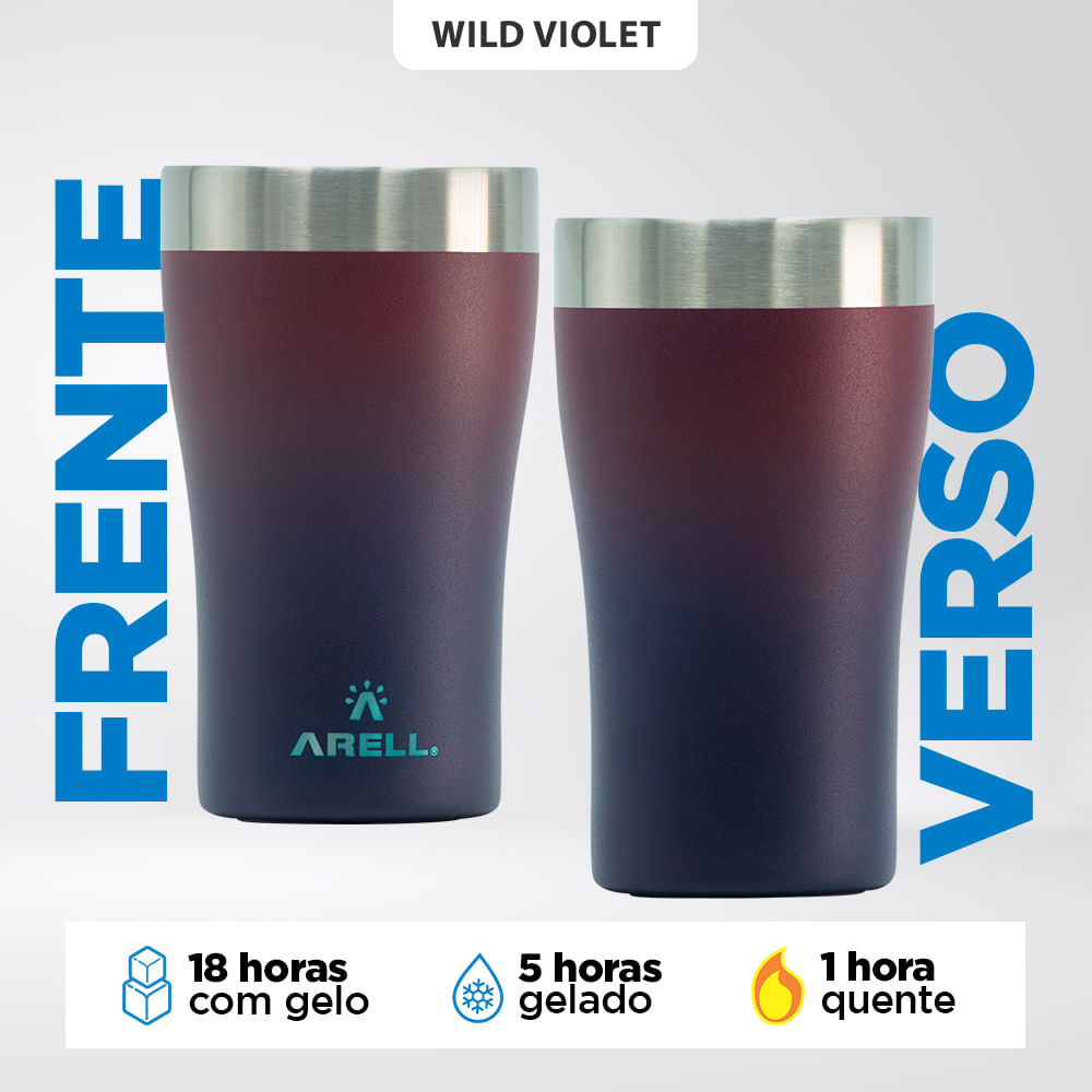 Copo Térmico Arell Inox a Vácuo 500ml Wild Violet Sem Tampa - Arell
