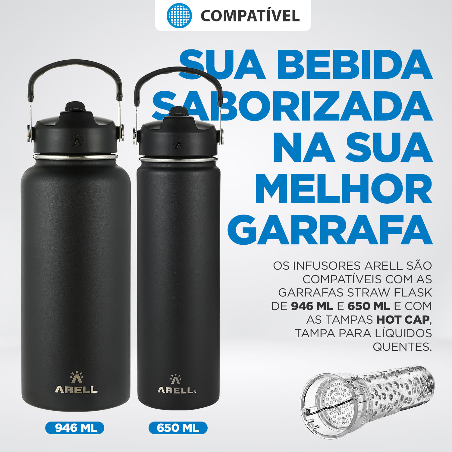 Infusor De Frutas Tritan p/ Garrafas Arell 650 e 946ml - Arell