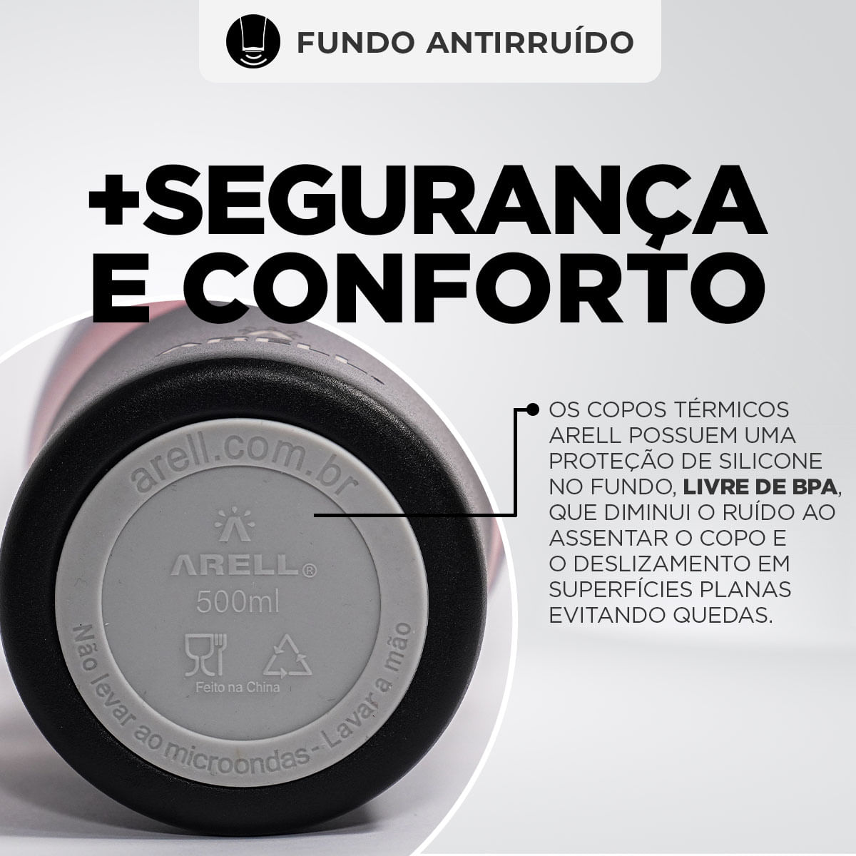 Copo Térmico Arell Inox a Vácuo 500ml Oficial Flamengo 14 - Arell