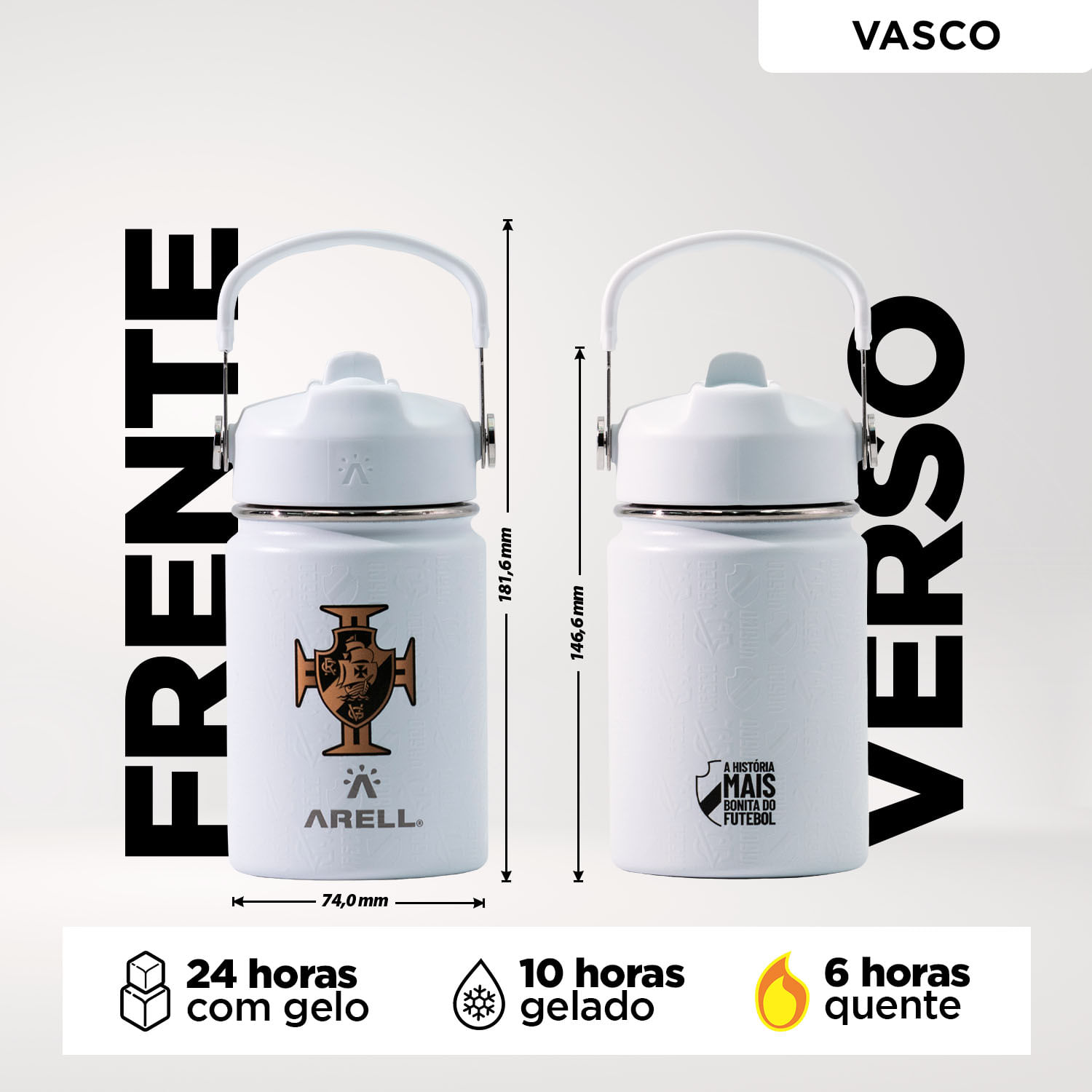 Garrafa Térmica Vácuo Straw Flask Arell 355ml Vasco 03 - Arell